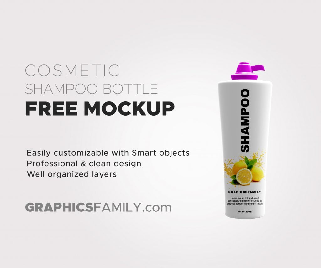 Free Shampoo Cosmetic Bottle Mockup – GraphicsFamily