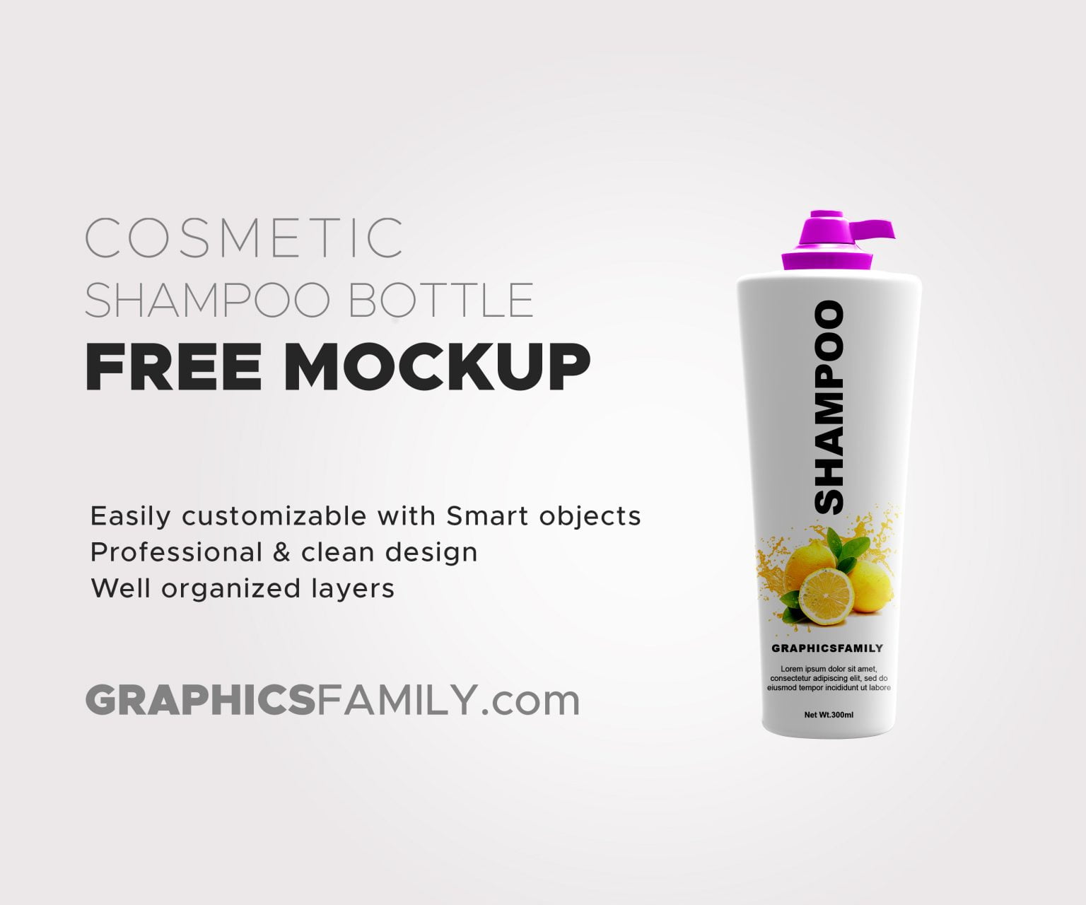 Free Shampoo Cosmetic Bottle Mockup – GraphicsFamily