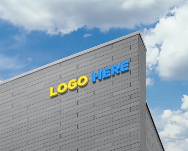 Free 3D Logo Sign on Building Facade Wall Mock-Up – GraphicsFamily