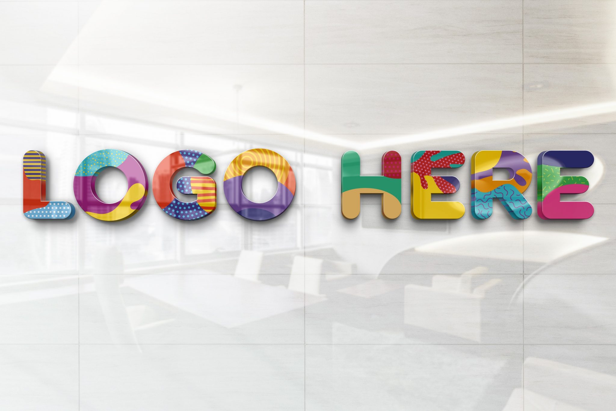 Realistic Glossy Wall Logo Mockup – GraphicsFamily