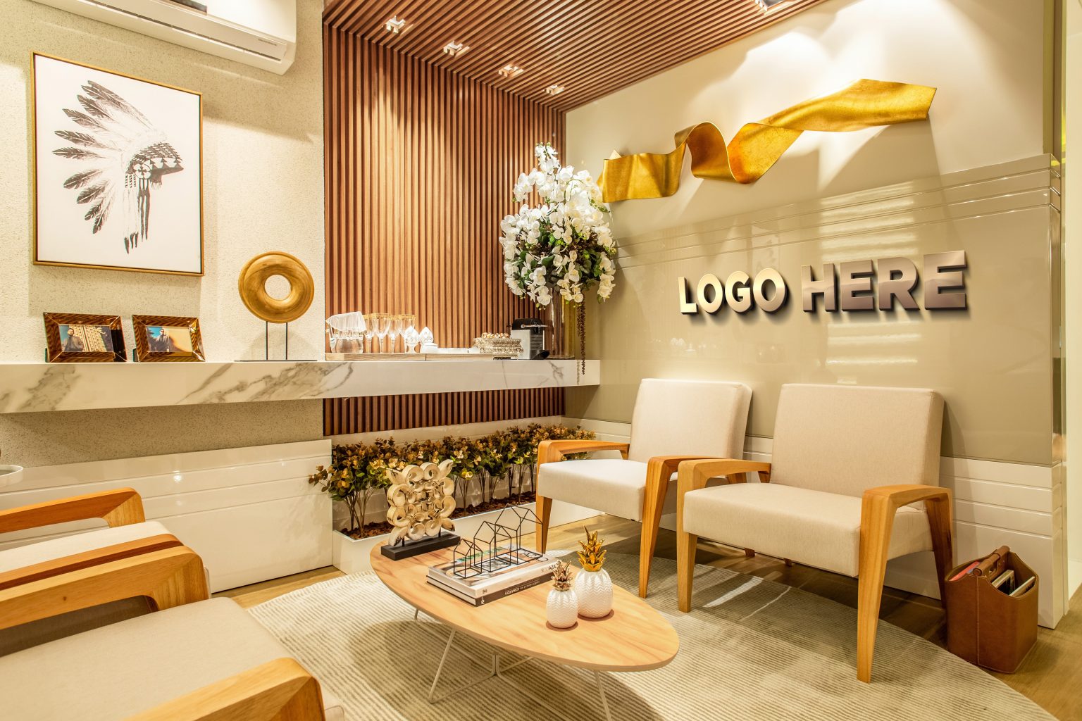 Living Room Wall Logo Mockup – GraphicsFamily