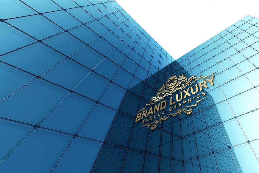 Exterior Building Glass Wall Logo Mockup – GraphicsFamily