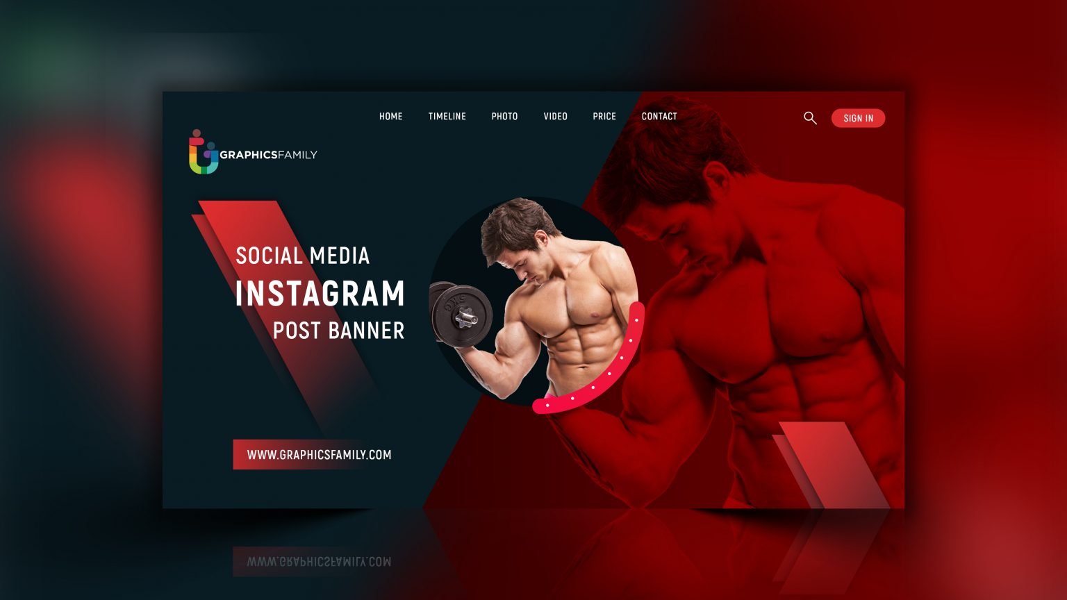 Fitness&Bodybuilding Social Media Banner PSD – GraphicsFamily