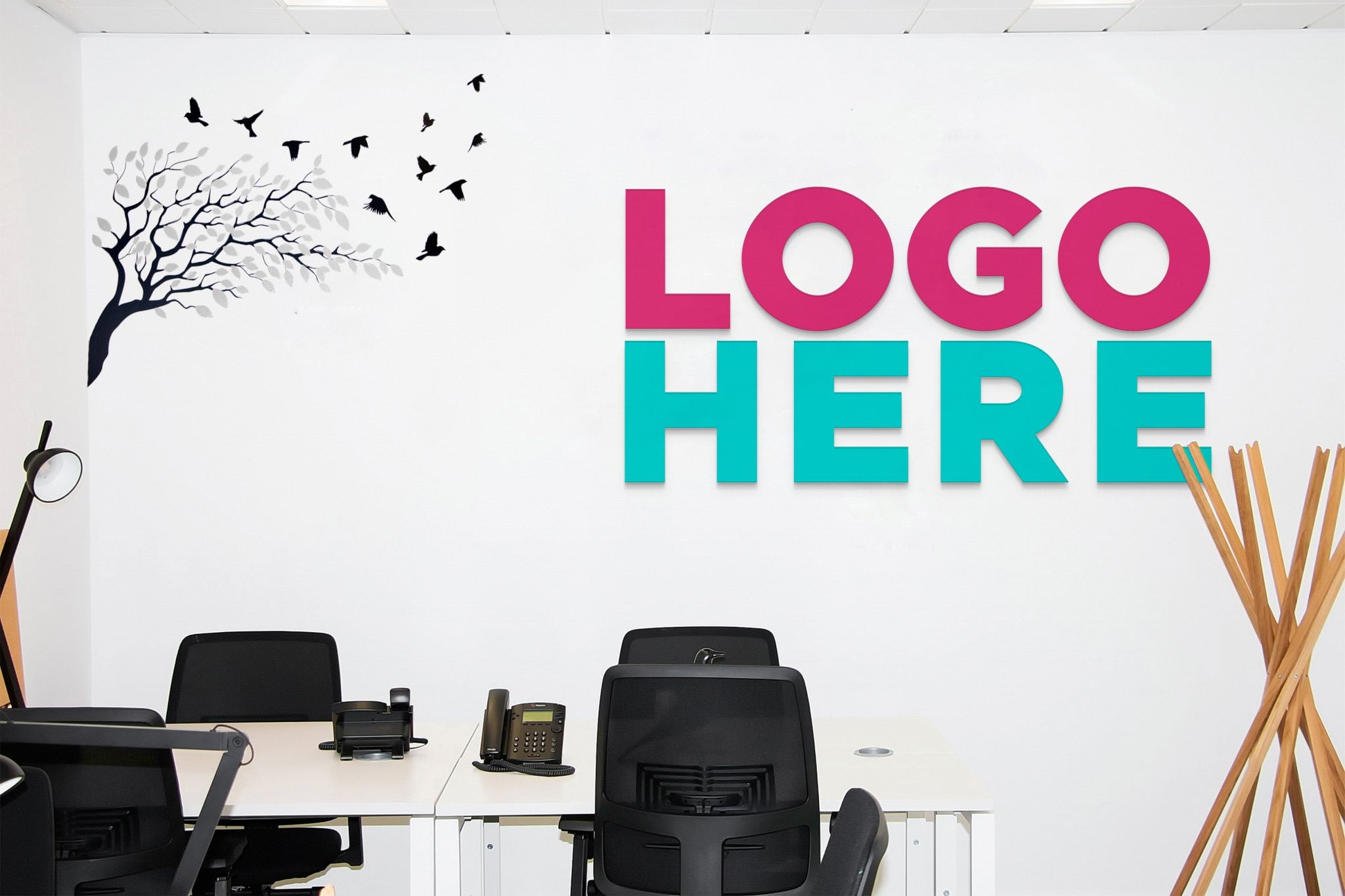 Office Work Area Logo Mockup – GraphicsFamily