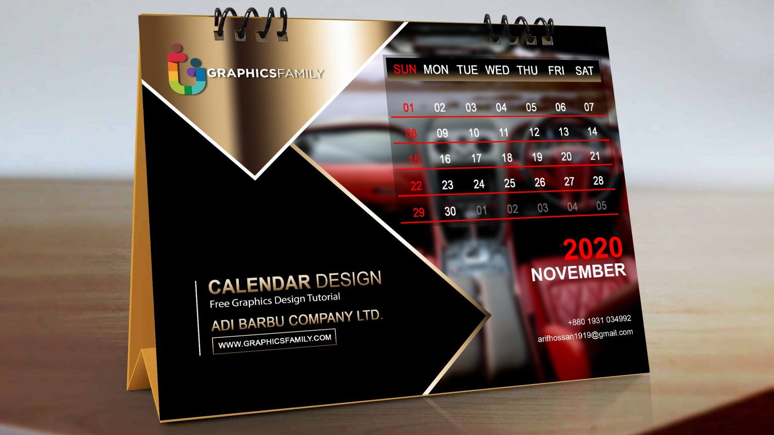 Free Photoshop Modern Calendar Design – GraphicsFamily