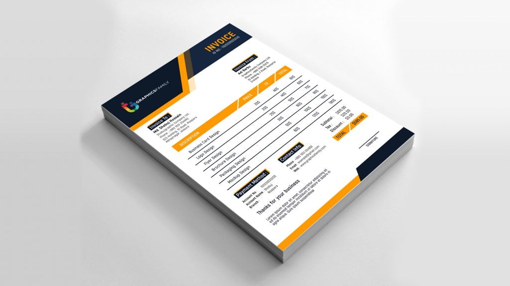 🧾 💰 Free Professional Invoice Design – GraphicsFamily