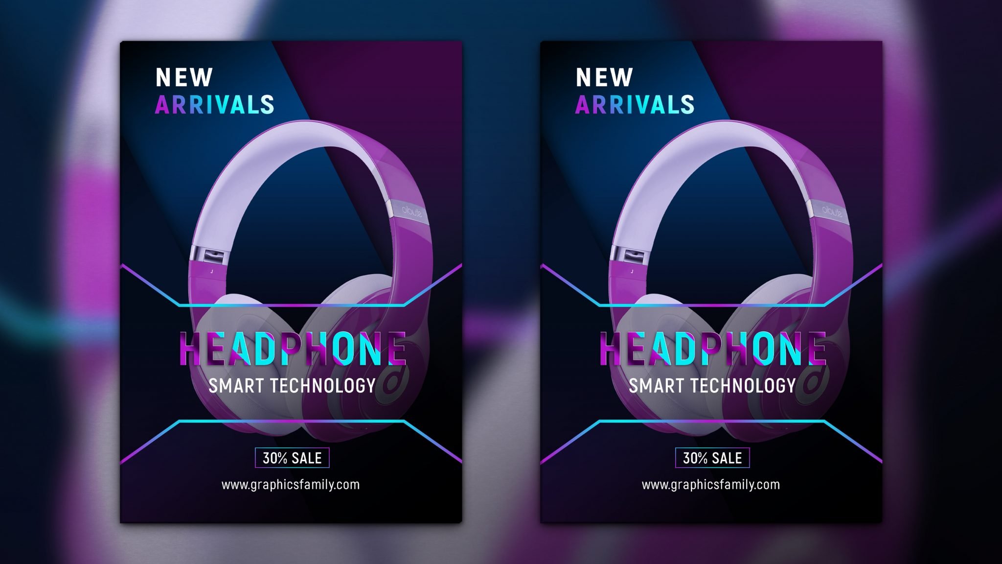 Headphones Flyer Design Template – GraphicsFamily