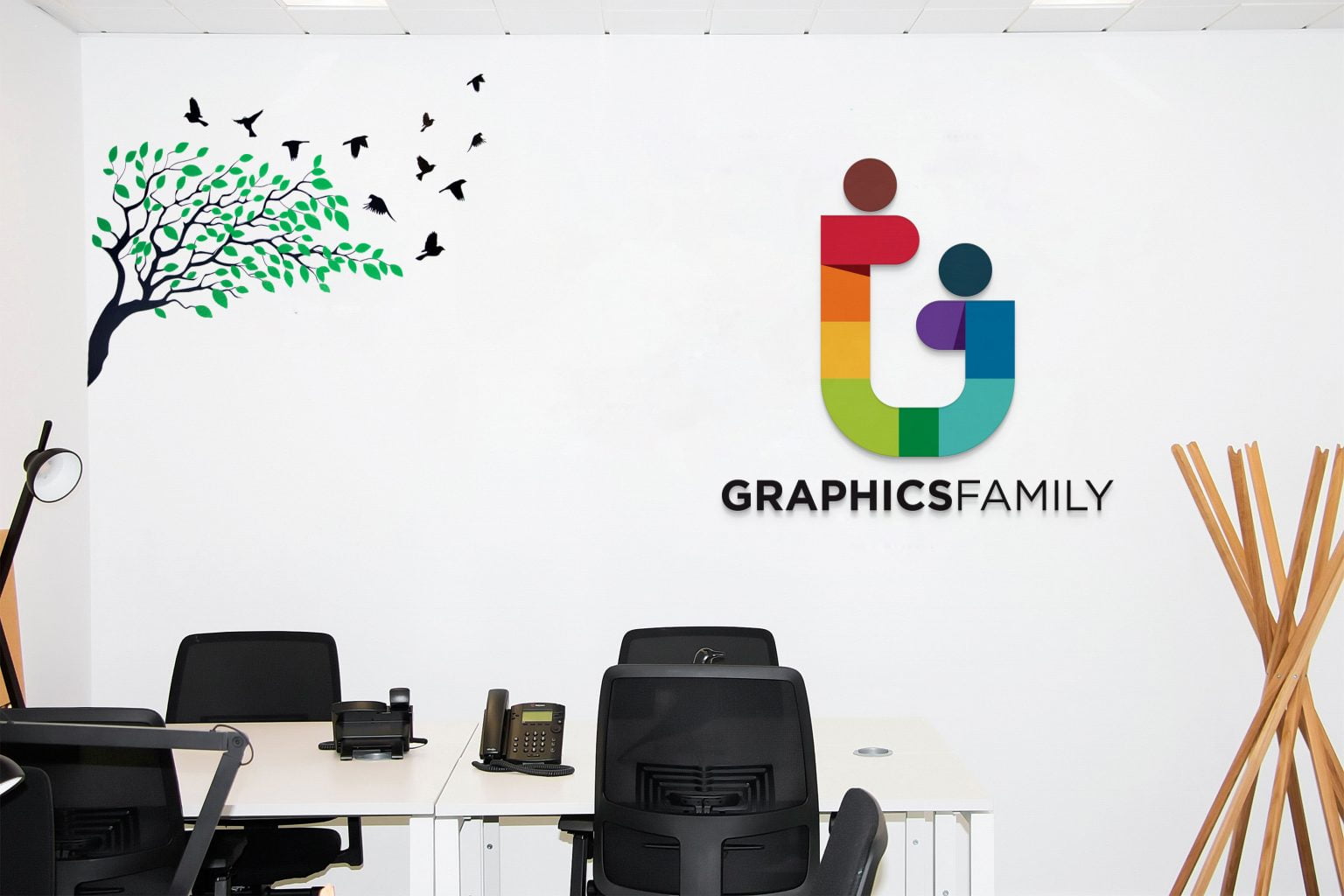 Office Work Area Logo Mockup – GraphicsFamily