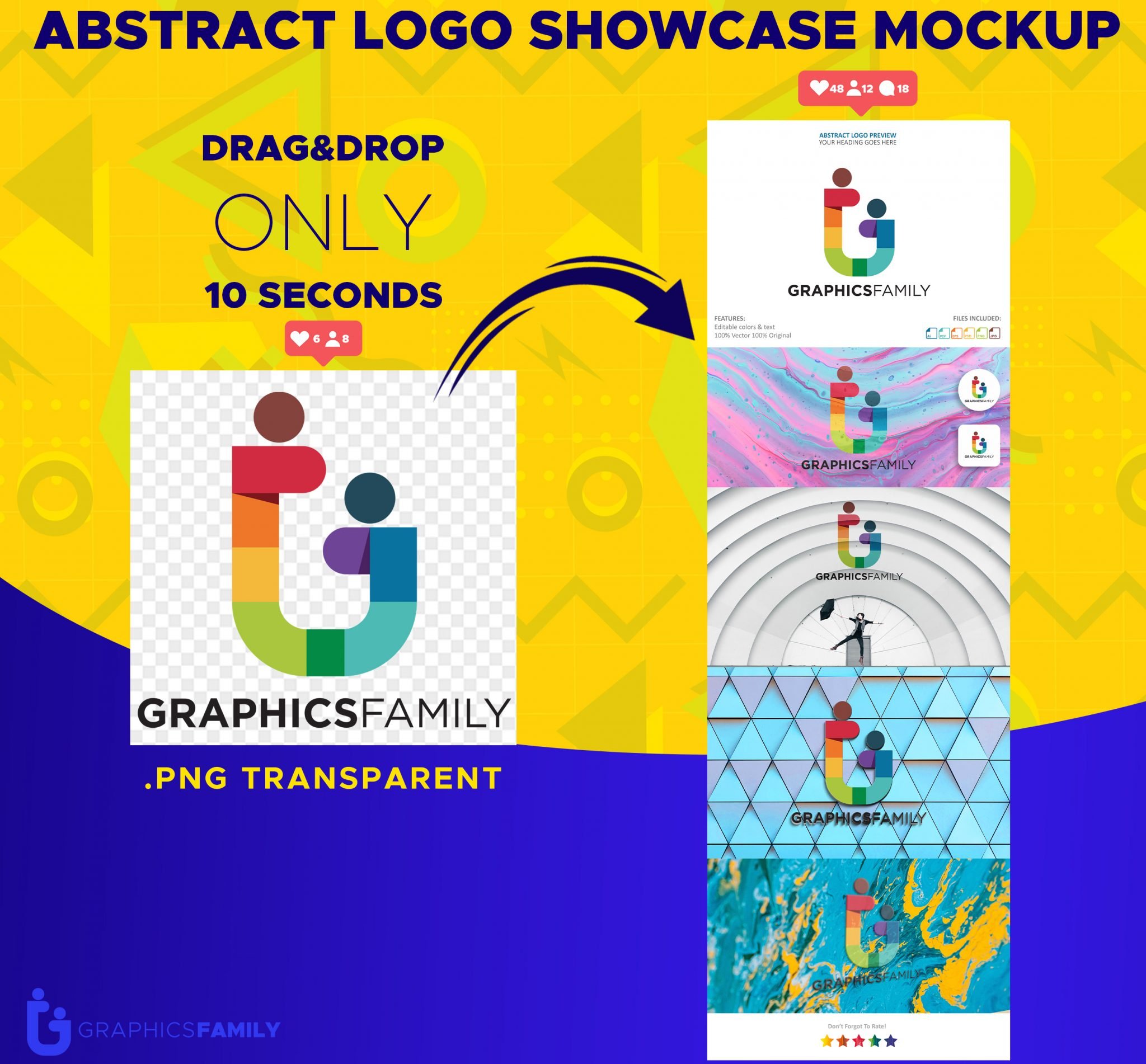 Abstract Logo Showcase Mockup – GraphicsFamily