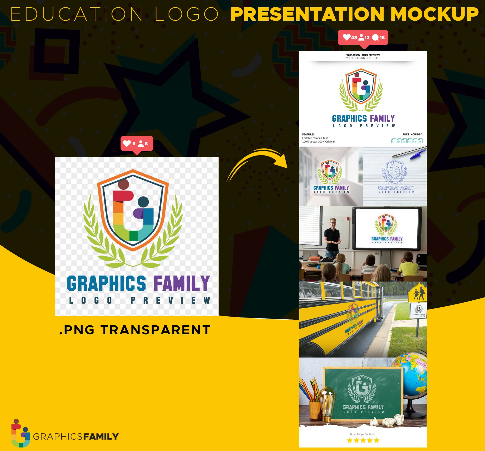 Education Logo Presentation Mockup – GraphicsFamily
