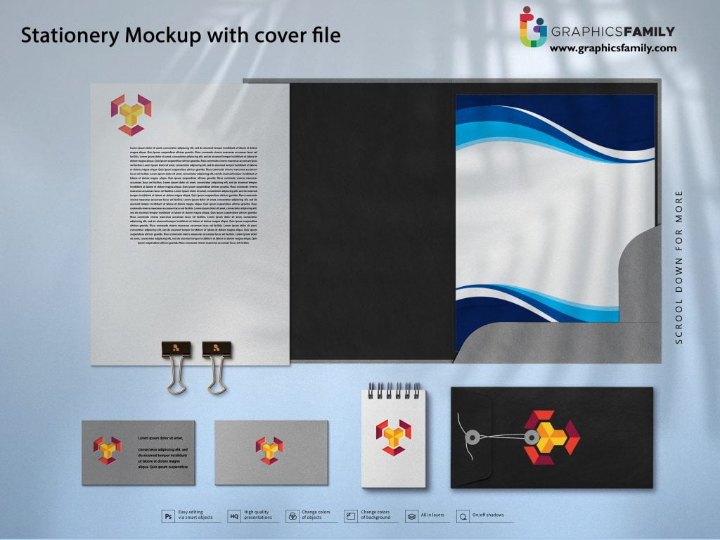 Stationery Mockup with Cover file – GraphicsFamily