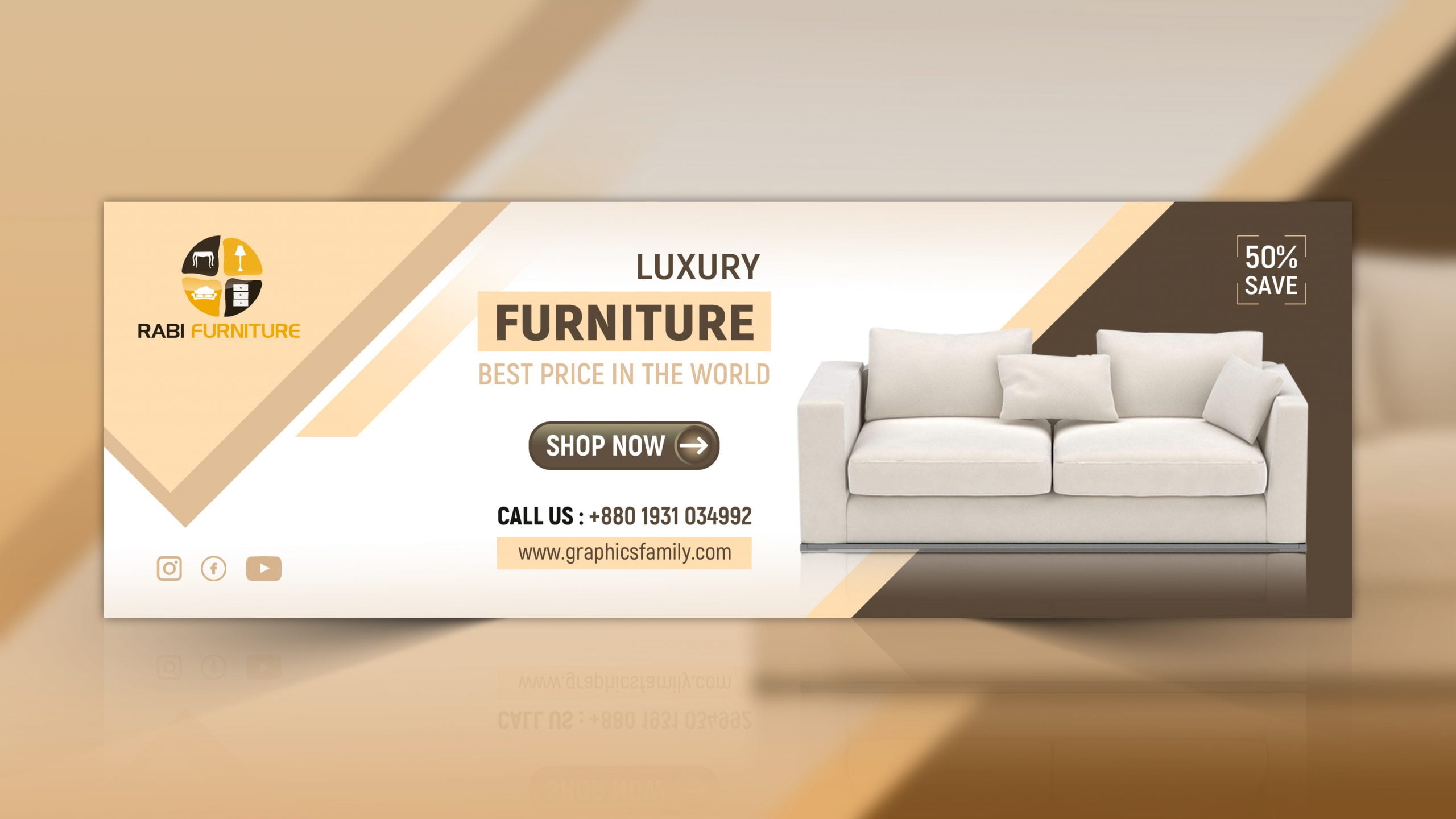 Furniture Web Banner Design PSD GraphicsFamily