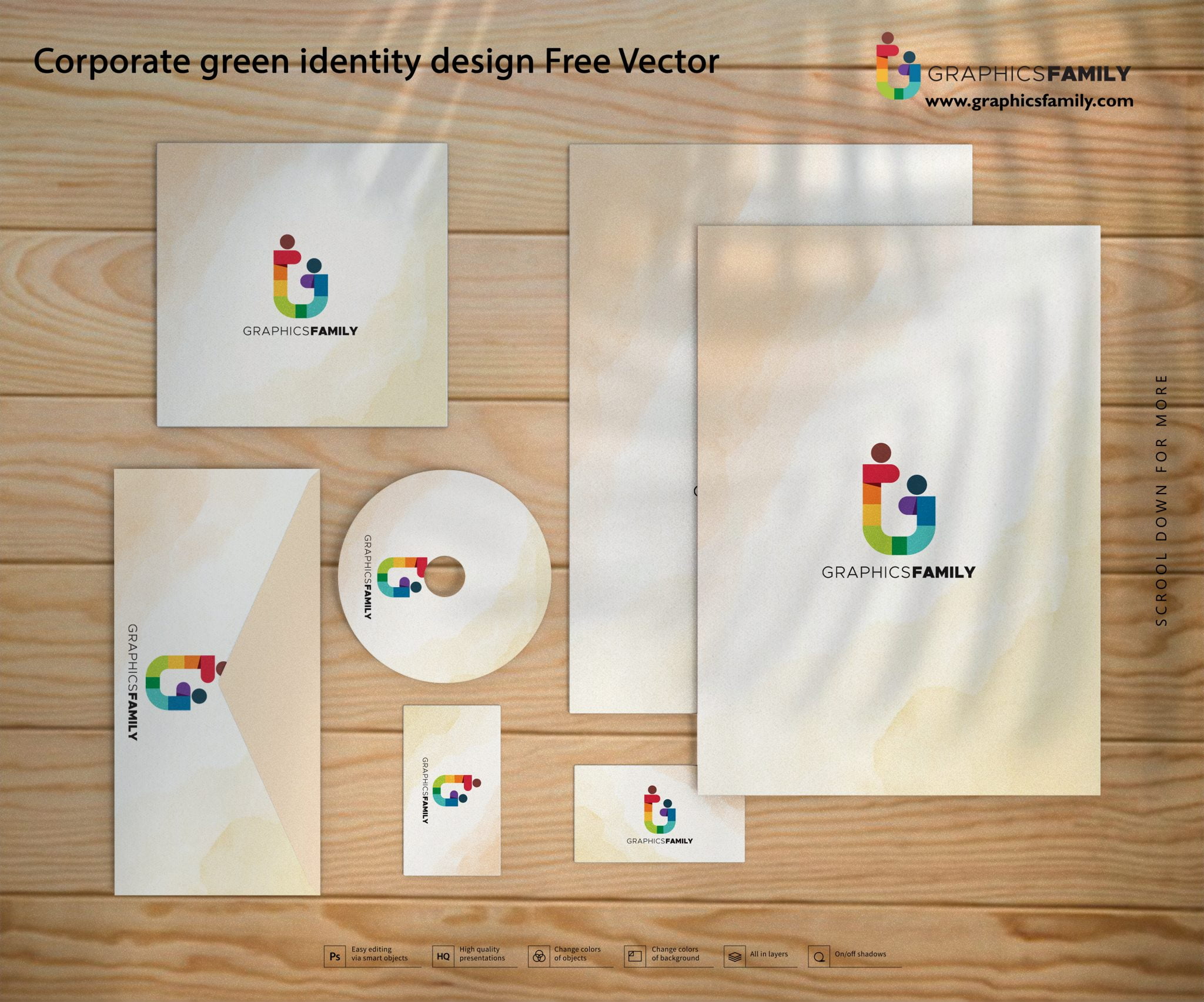 Corporate green identity design Free Vector – GraphicsFamily