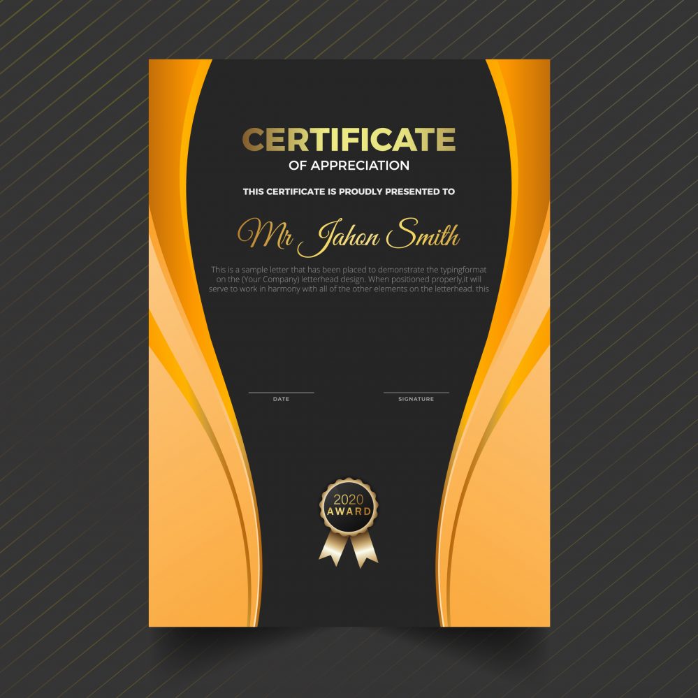  Editable Portrait Certificate Of Appreciation Template GraphicsFamily