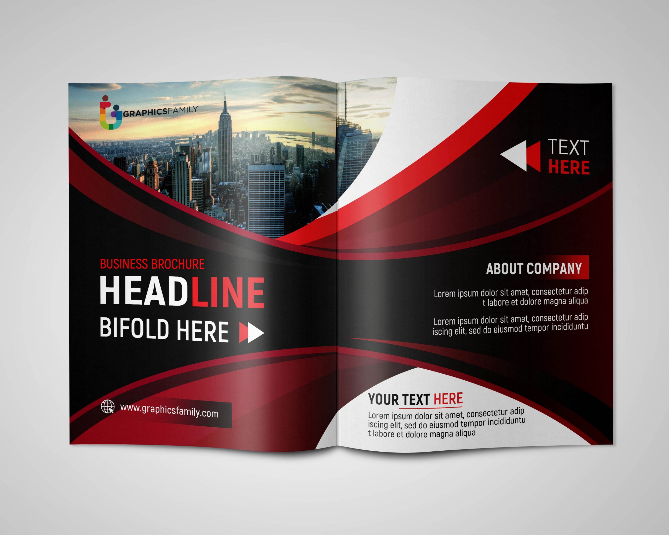Business Brochure PSD Template With Space For Text GraphicsFamily