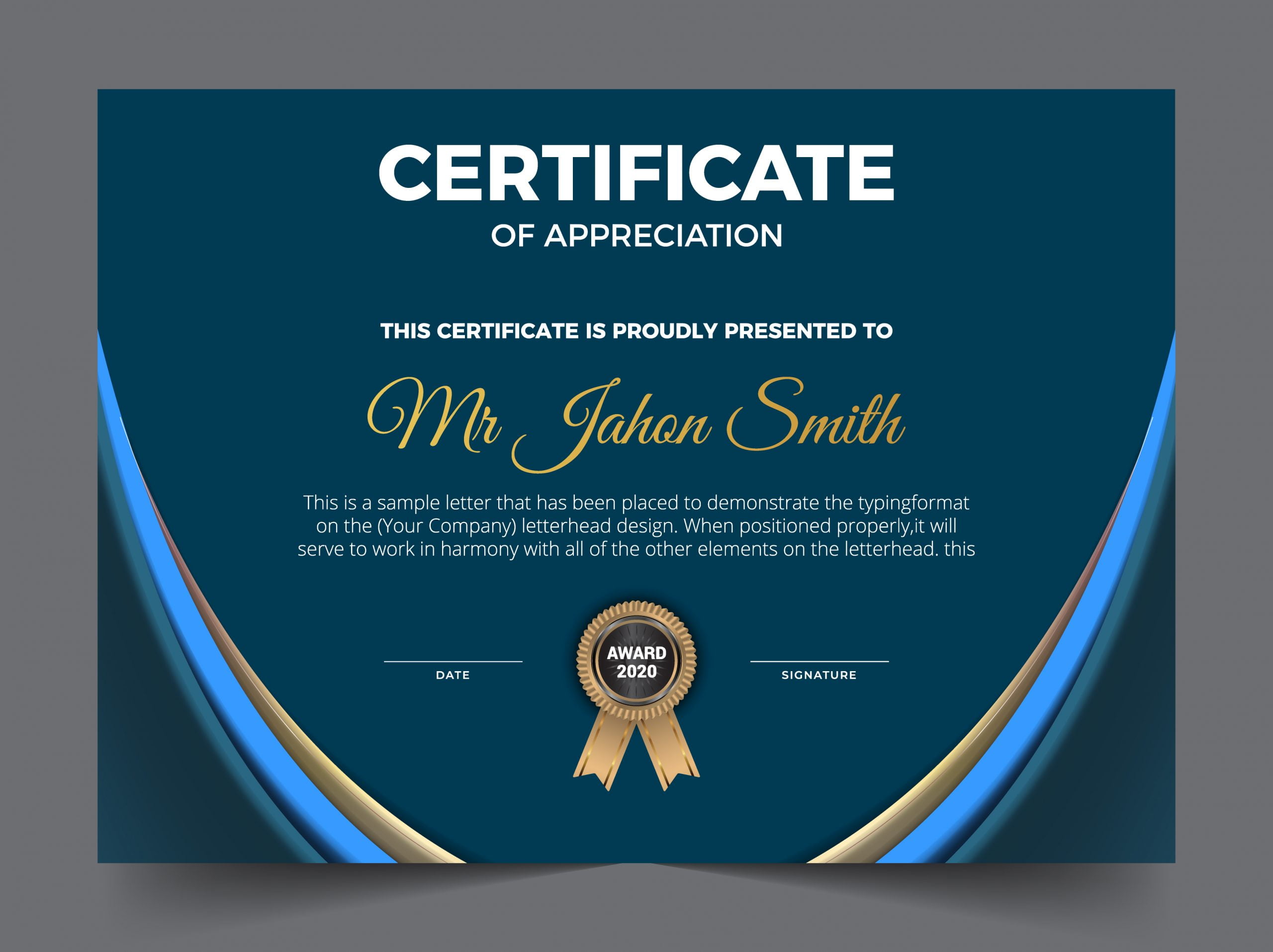 Template For Appreciation Certificate