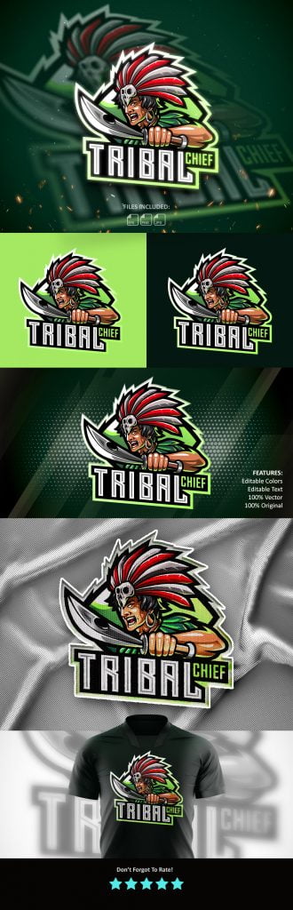 Tribal Chief Mascot Logo Template – GraphicsFamily