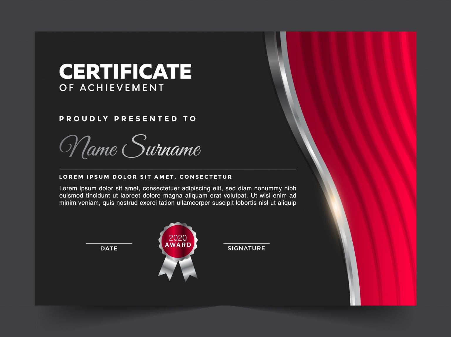 👩🏻‍🎓 Free Editable Landscape Modern Certificate Template – GraphicsFamily