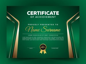🏅 📗 Free Green Certificate Design Template – GraphicsFamily