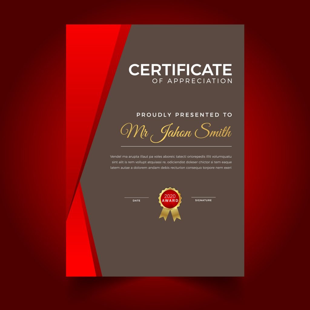 🎯 Free Portrait Certificate Template – GraphicsFamily