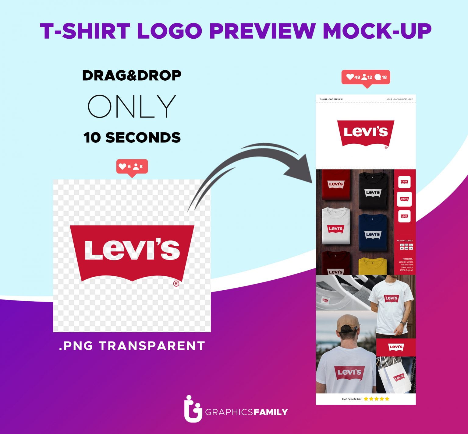 Tshirt Logo Preview Mockup Free PSD – GraphicsFamily