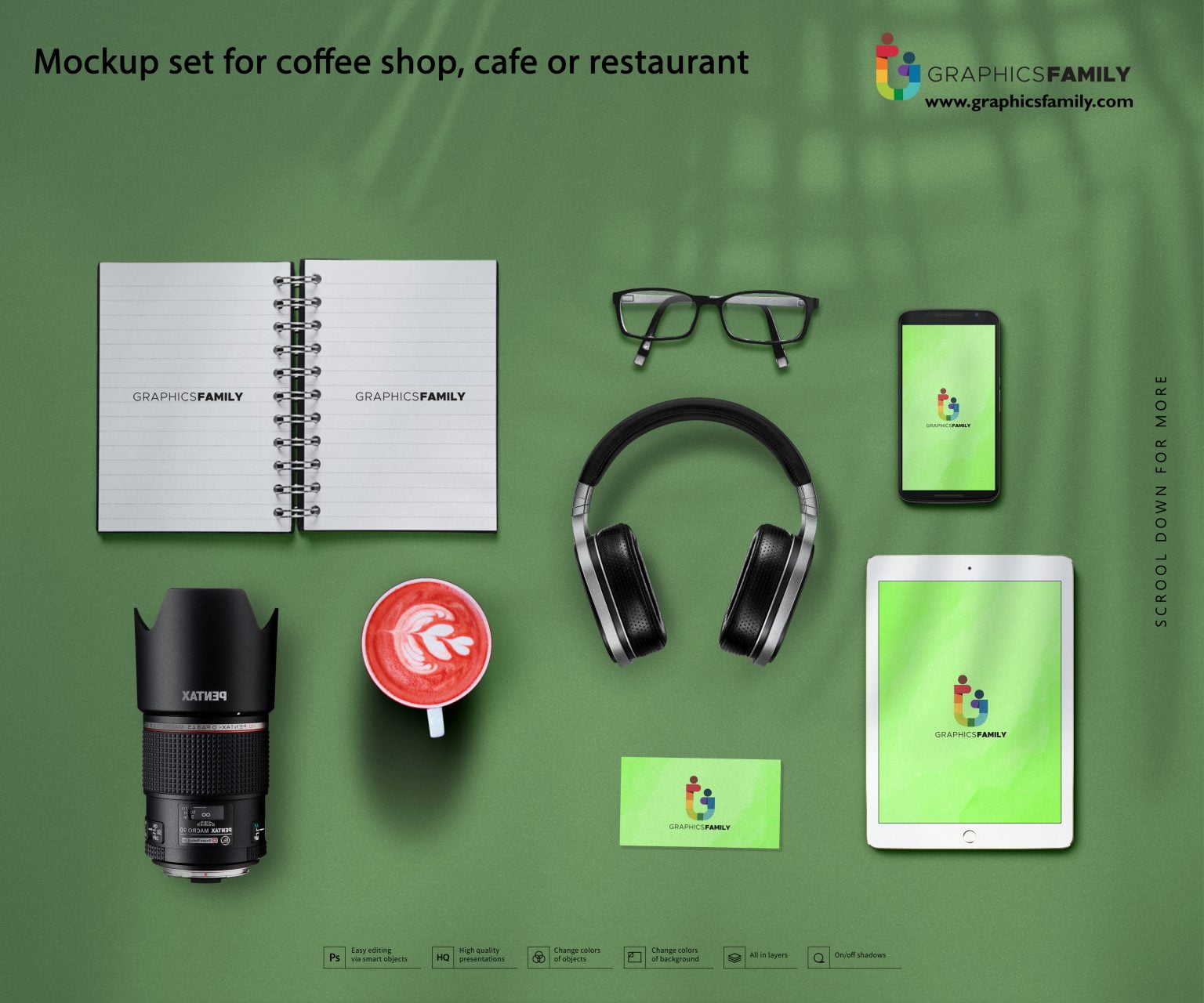 Mockup set for coffee shop, cafe or restaurant – GraphicsFamily