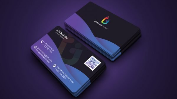 Modern Abstract Gradient Dark Business Card Template – GraphicsFamily