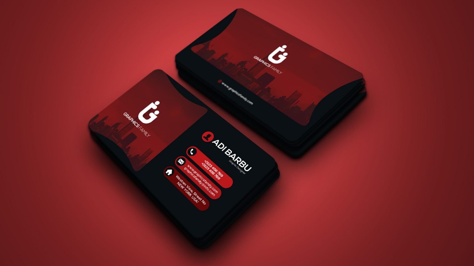 ♣️ ♦️ Modern Black and Red Elegant Visit Card Template Design ...