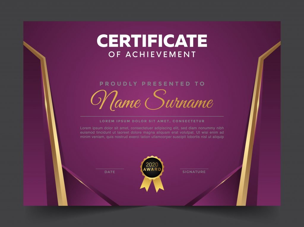 Free certificate Download .PSD, .AI, .EPS