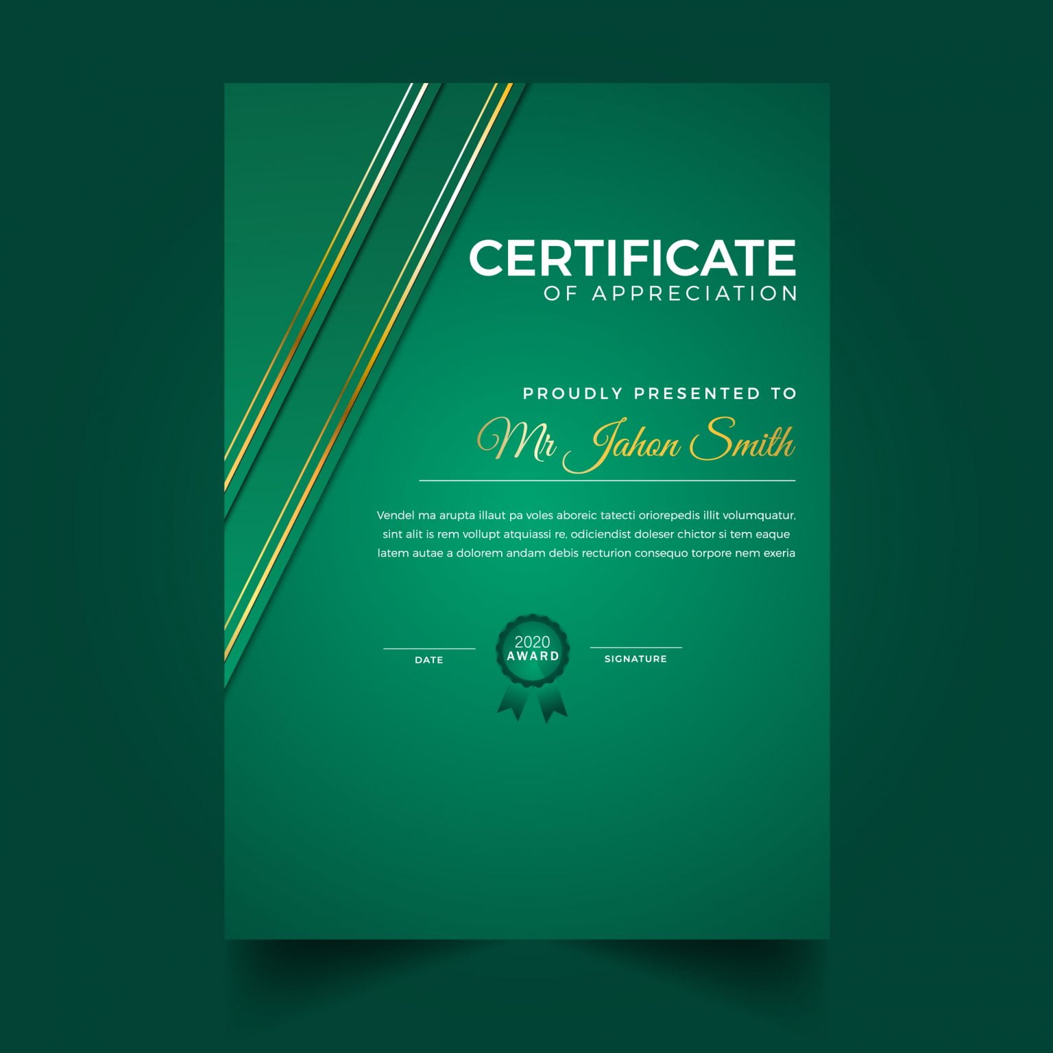 📗 🥇 Modern Green Vertical Diploma Template – GraphicsFamily