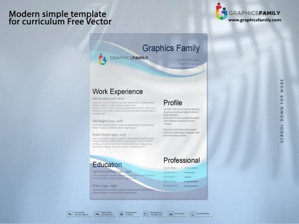 Modern simple template for curriculum – GraphicsFamily