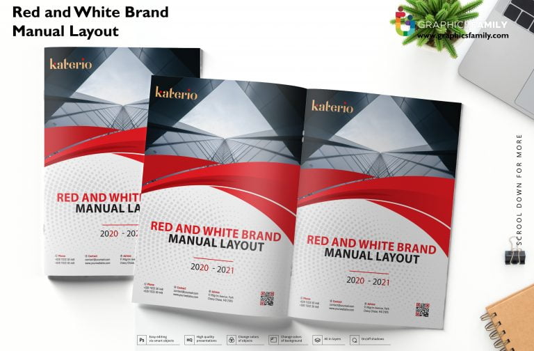 Red and White Brand Manual Layout – GraphicsFamily