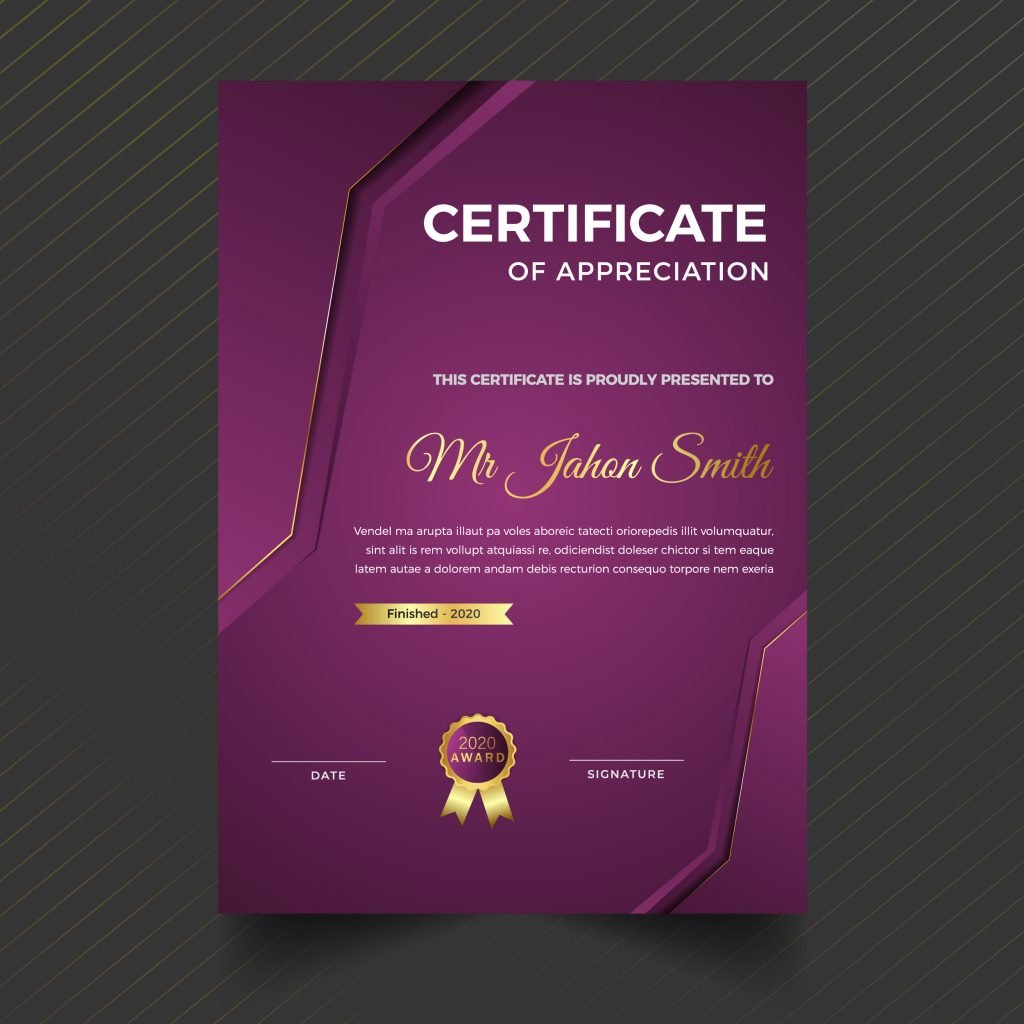 Vertical modern certificate template with futuristic and dynamic ...