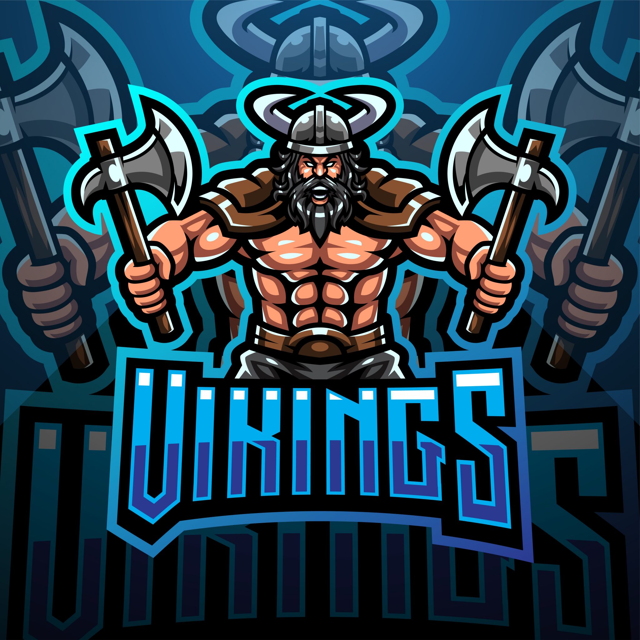Free Vikings Squad Esports Mascot Template – GraphicsFamily