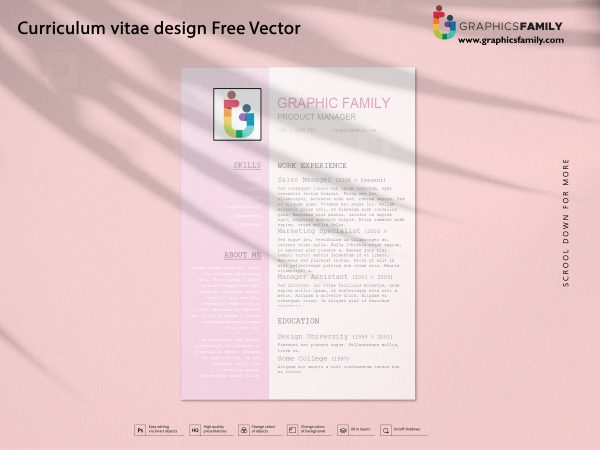 Curriculum vitae design Free Vector – GraphicsFamily