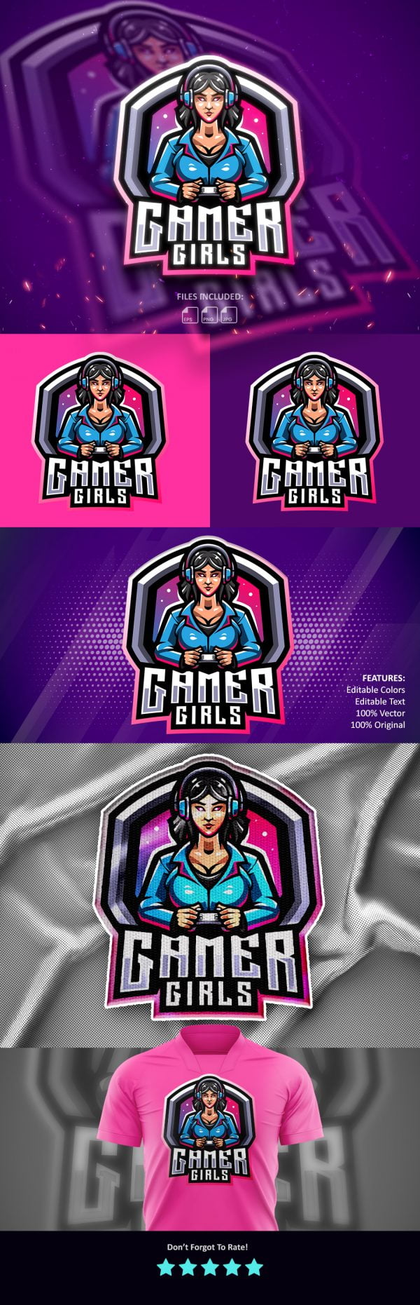 Free Girls Esports Mascot Logo Template – GraphicsFamily