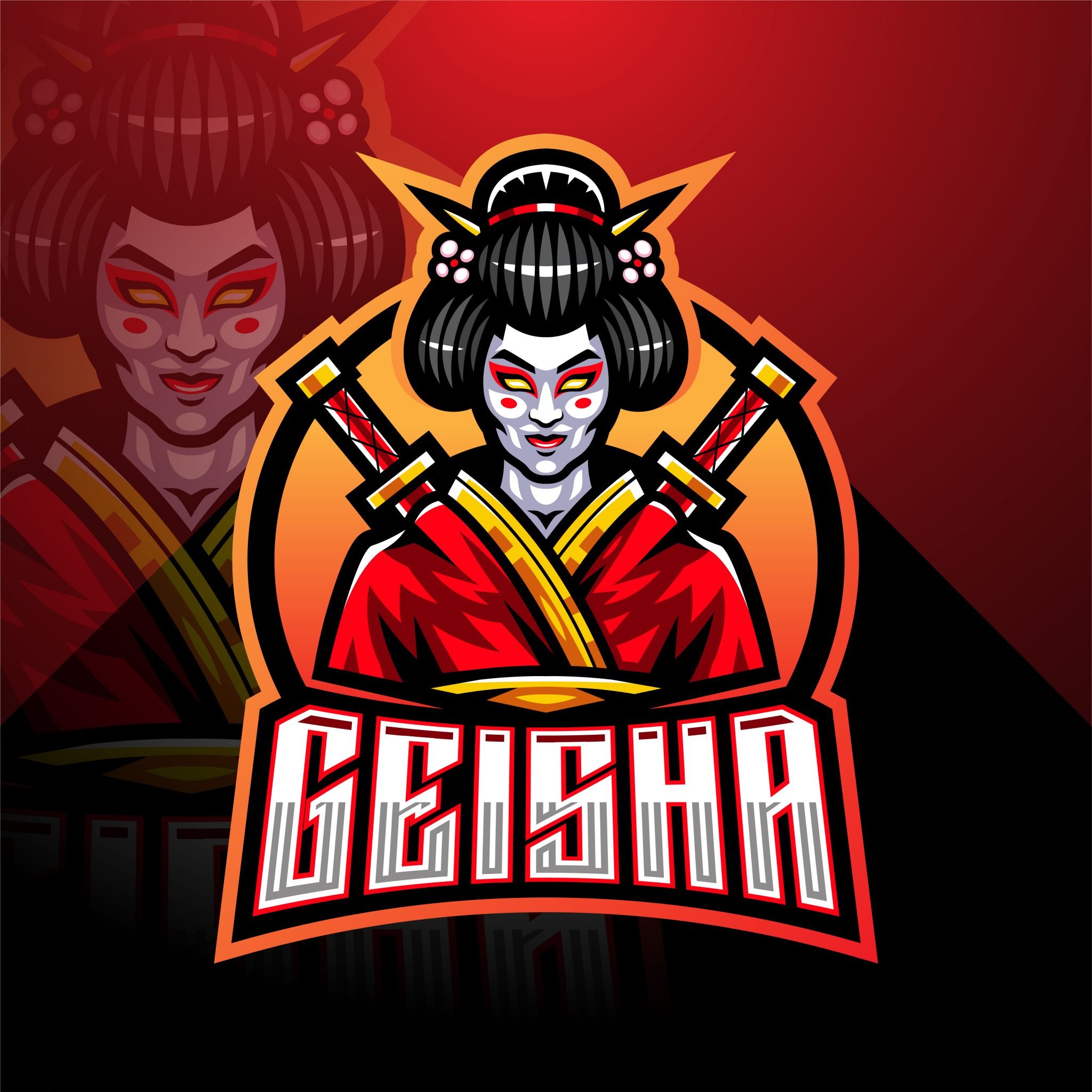 Free Geisha Mascot Logo Template – GraphicsFamily