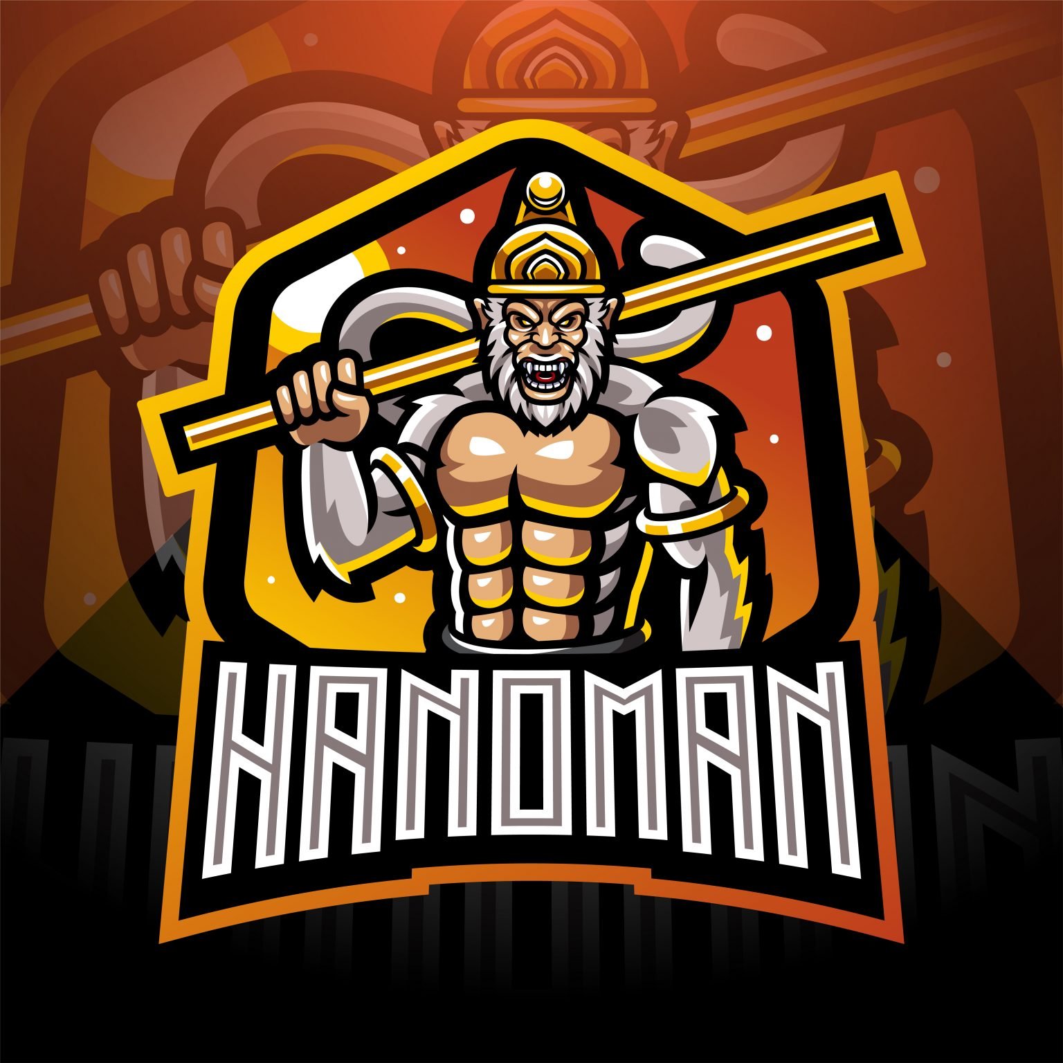 Hanoman Mascot Logo – GraphicsFamily