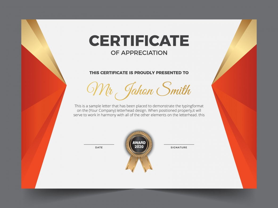 Modern Premium Company Certificate Of Achievement And Appreciation 