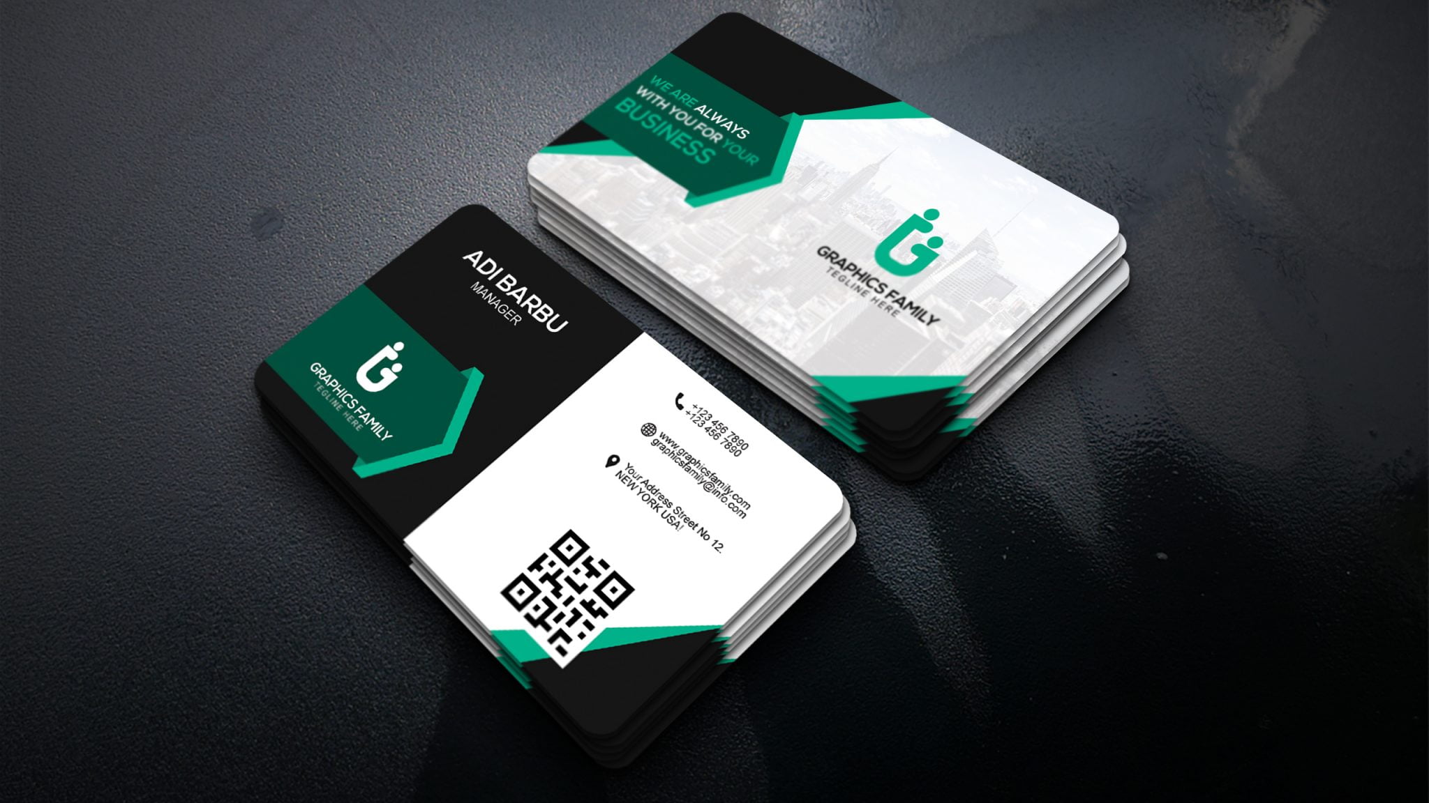 Company Manager Visiting Card PSD Template – GraphicsFamily