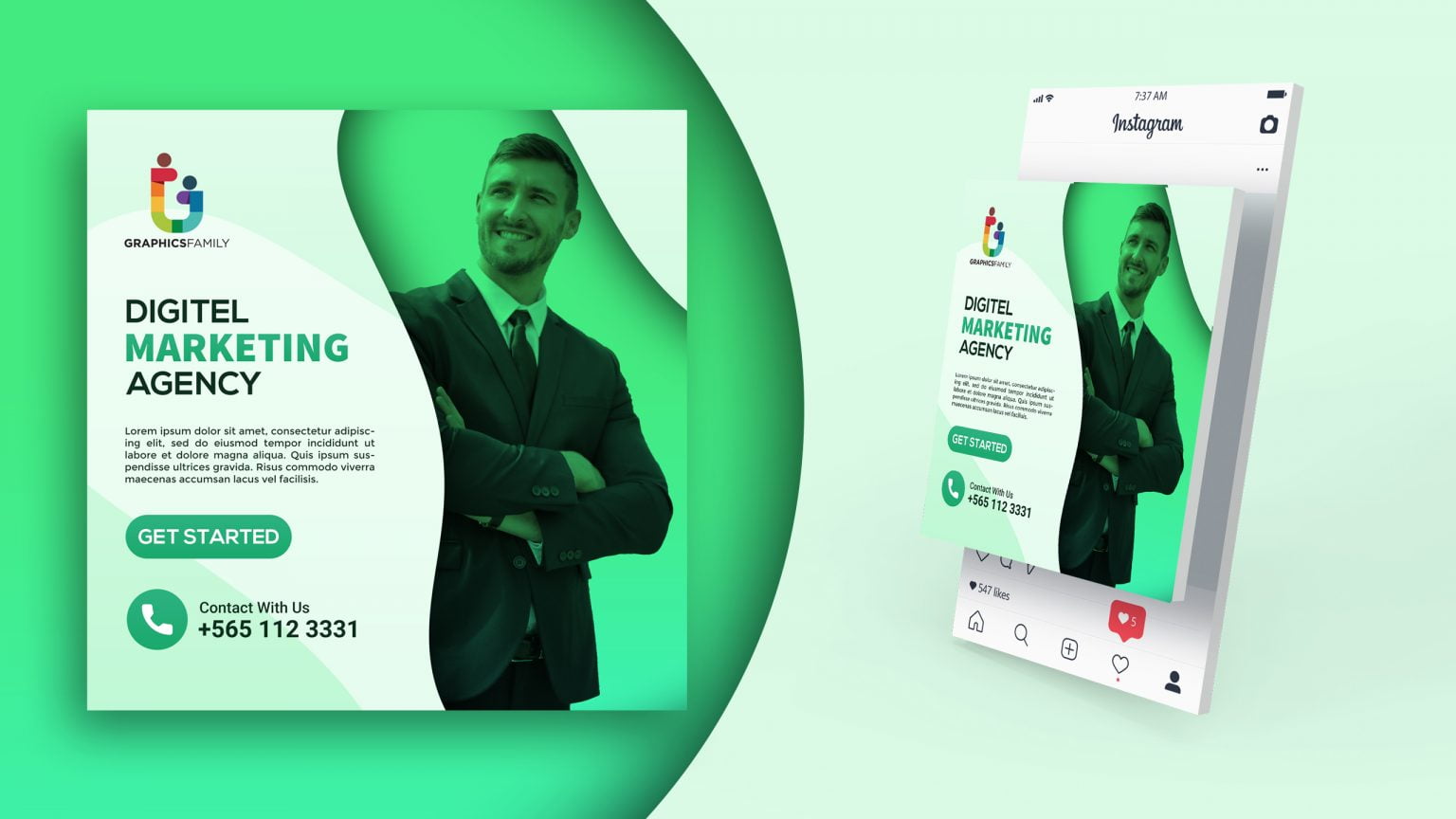 Digital Marketing Banner – Free PSD Template – GraphicsFamily