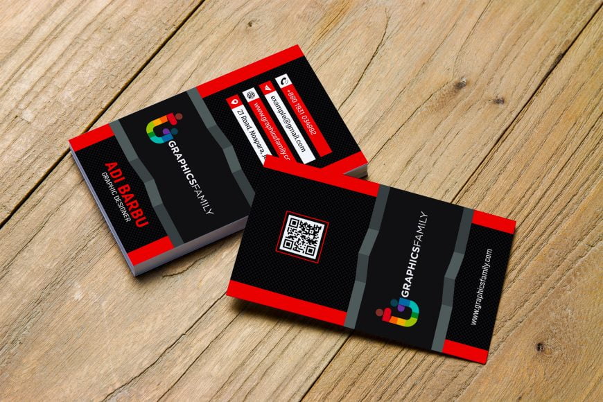 Modern 3D Red Visiting Card Design – GraphicsFamily