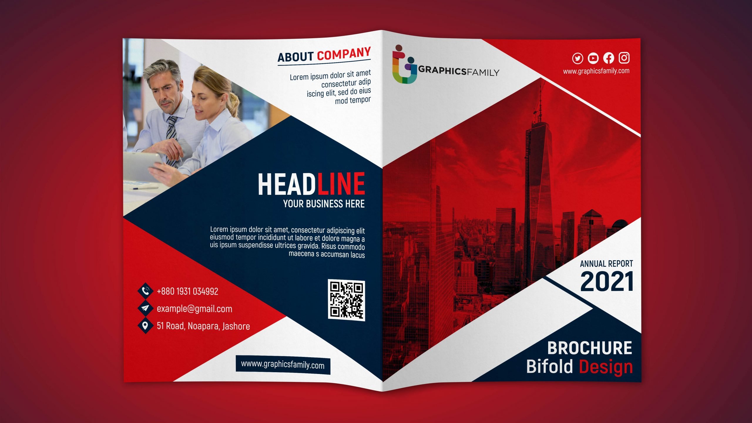 Bifold Brochure Design PSD GraphicsFamily