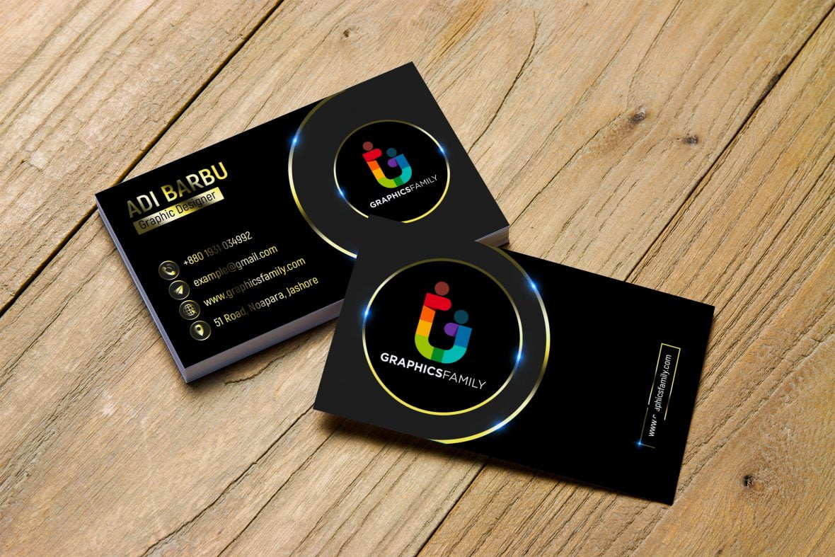 Gold PSD Visiting Card Design – GraphicsFamily