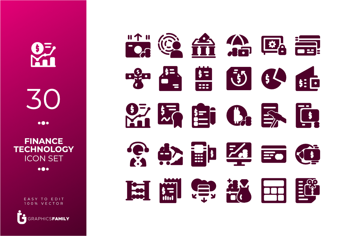 Free Finance Technology Icon Set – GraphicsFamily