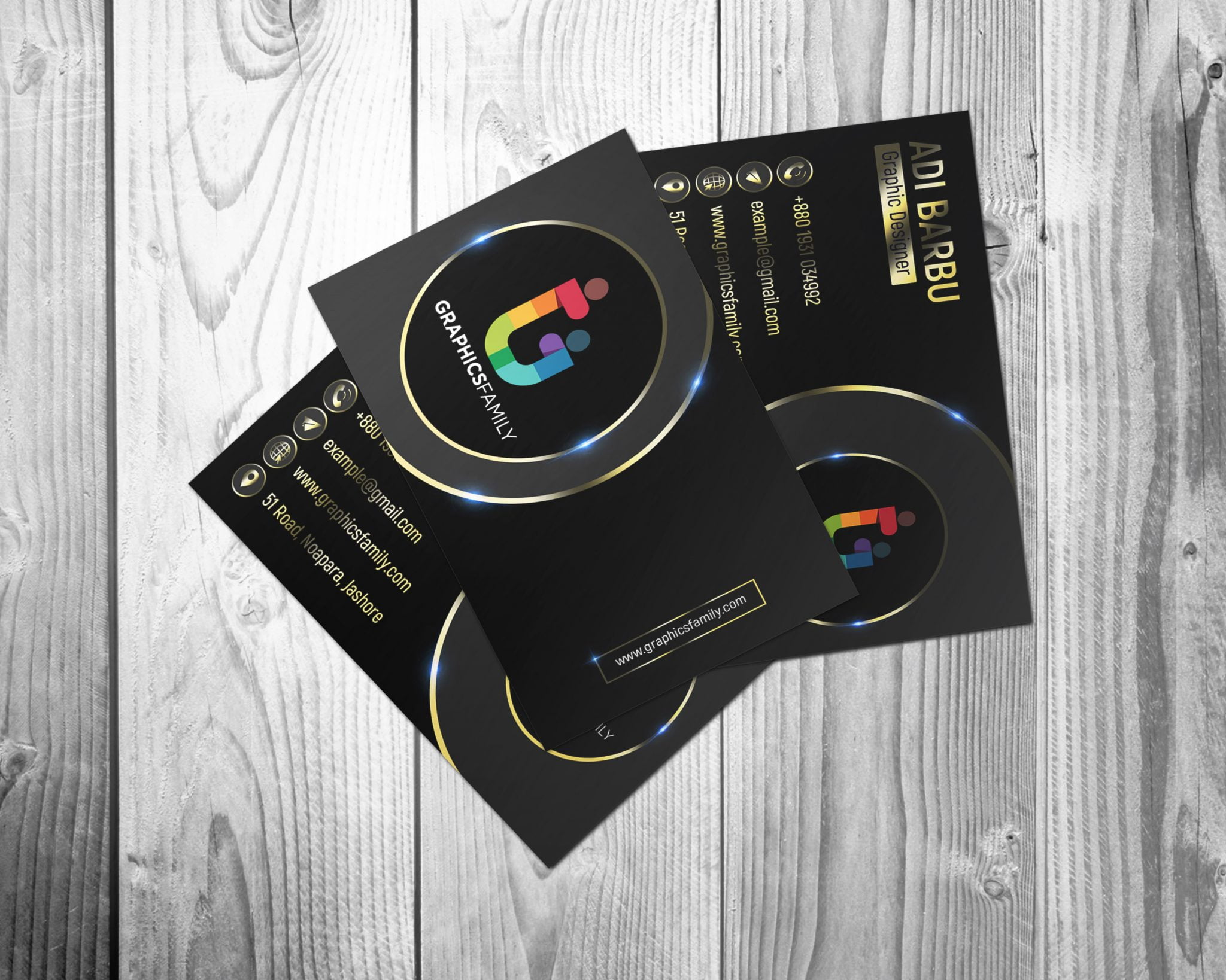 Gold PSD Visiting Card Design – GraphicsFamily