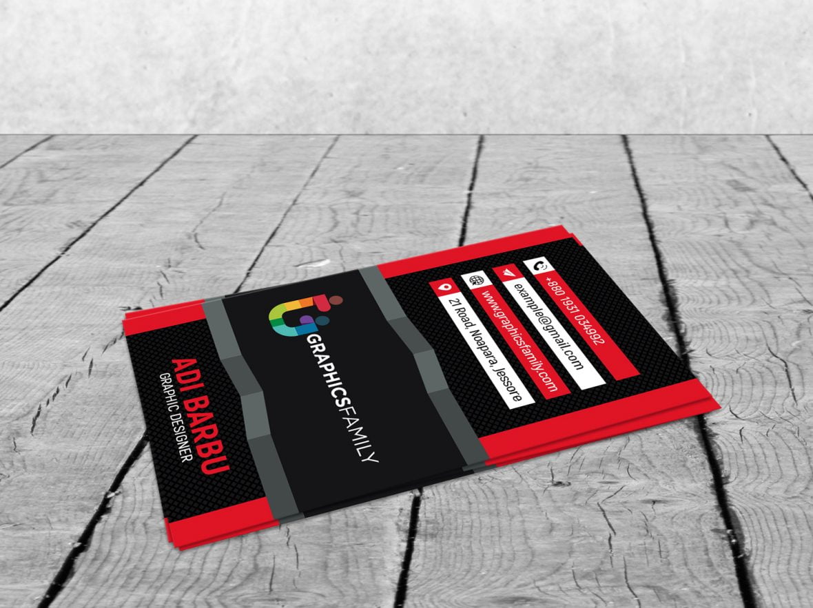 Modern 3D Red Visiting Card Design – GraphicsFamily