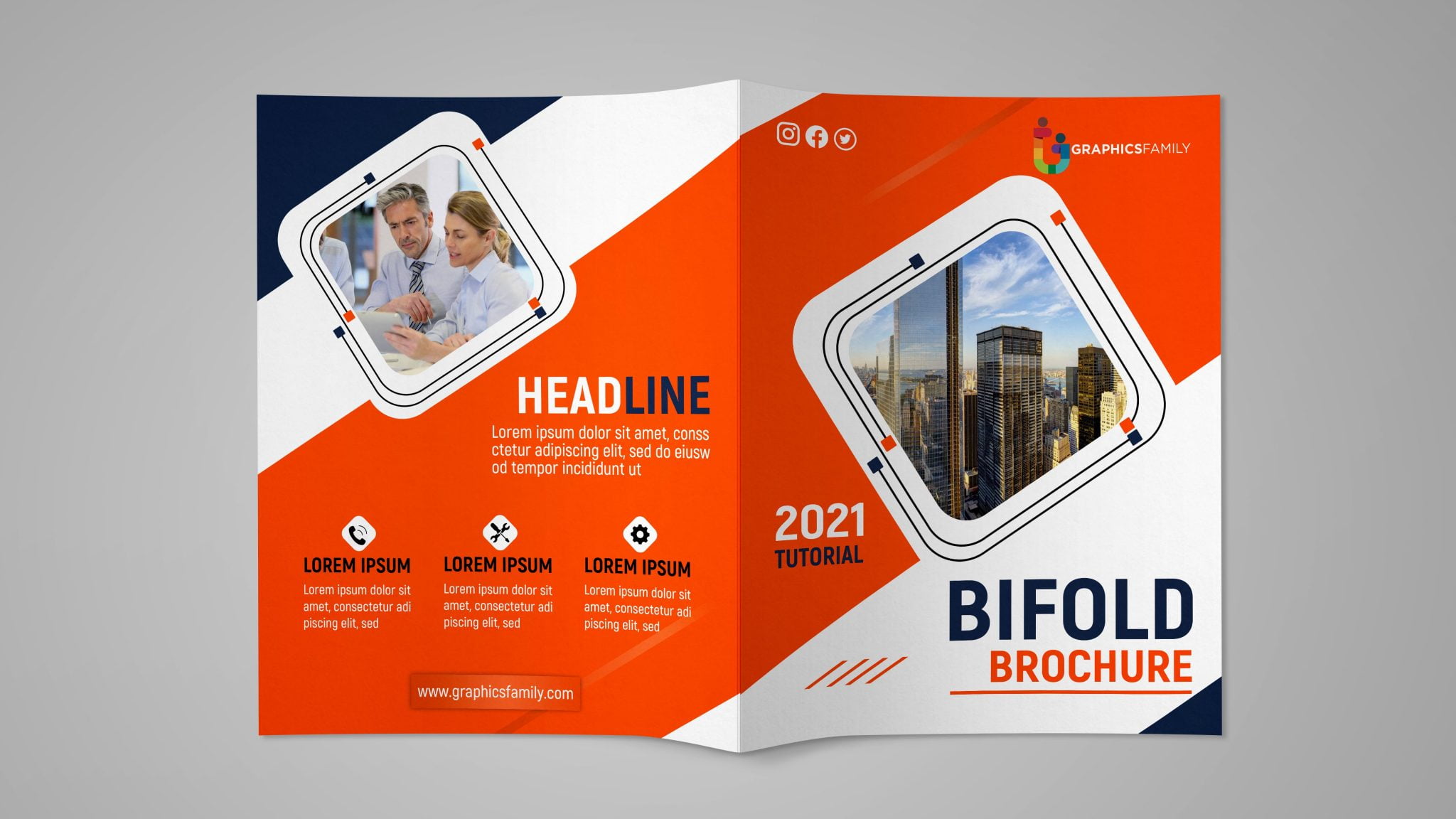 Free Simple Bifold Brochure Design For Photoshop GraphicsFamily