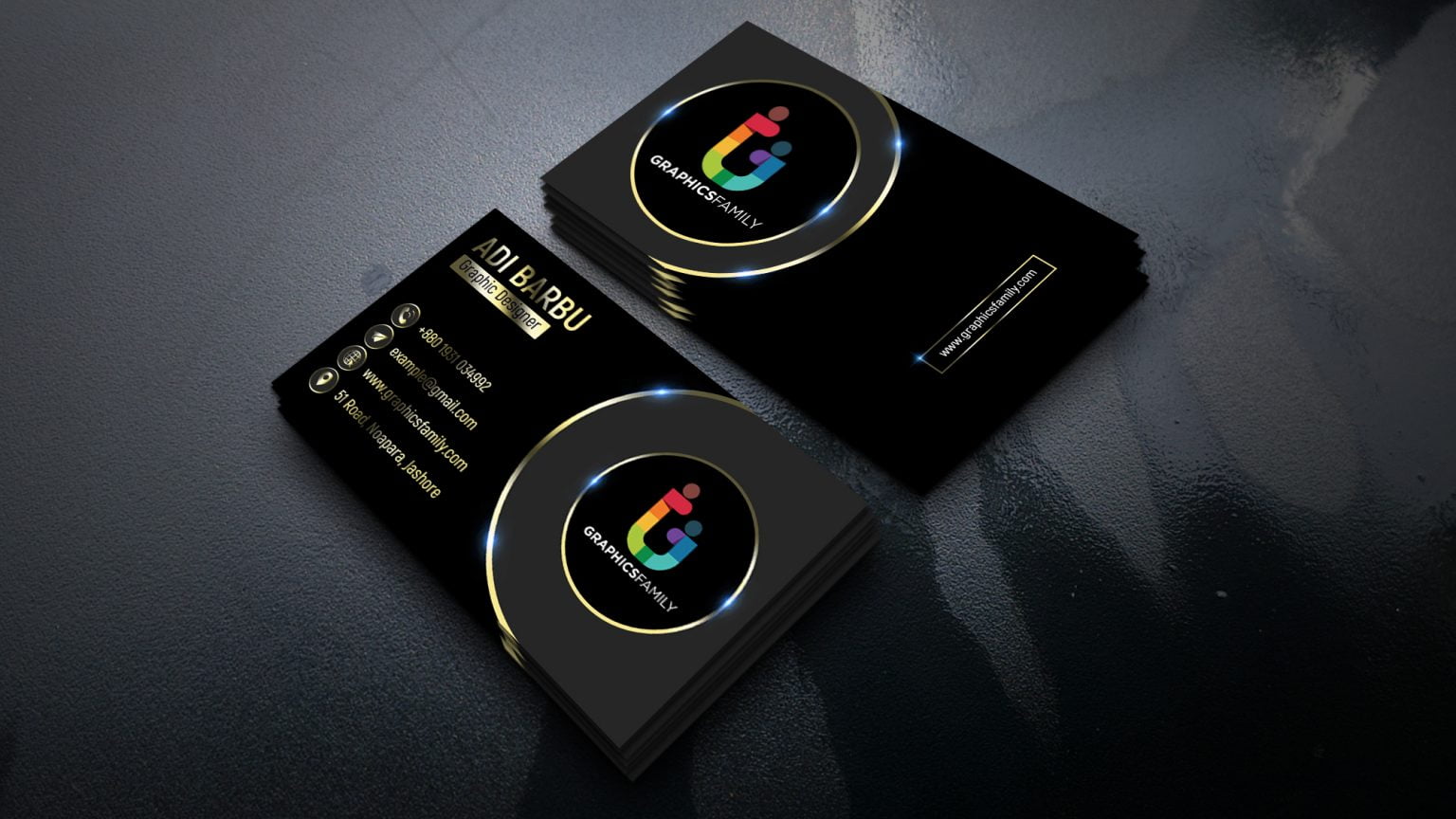 Gold PSD Visiting Card Design – GraphicsFamily