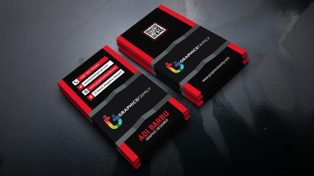 Modern 3D Red Visiting Card Design – GraphicsFamily
